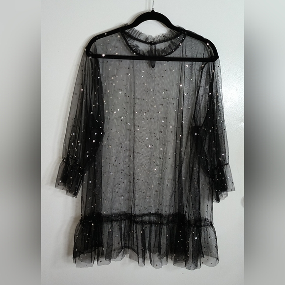 Dresses | Romantic Sheer Goth Star Sequin Ruffle Overlay Dress ...